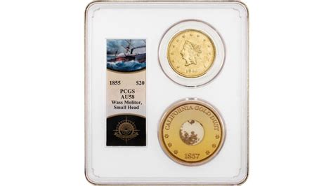 1855 SM Head SS Central America 20 Wass Molitor PCGS AU58 Rare