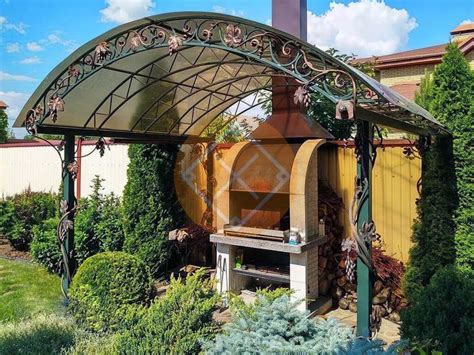 Металлический навес с ковкой для зоны барбекю, купить в Москве и ...
