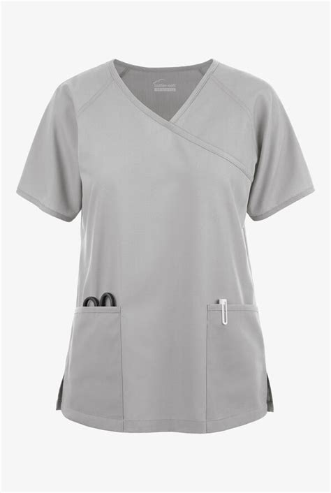 Butter Soft Originals Womens 3 Pocket Mock Wrap Raglan Sleeve Scrub