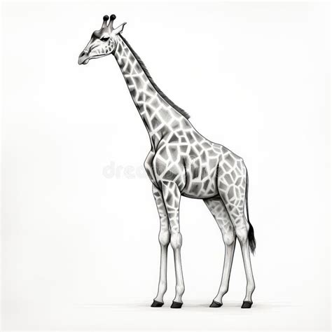 Minimalist Hand Drawn Giraffe Full Body Profile Illustration Design Stock Illustration