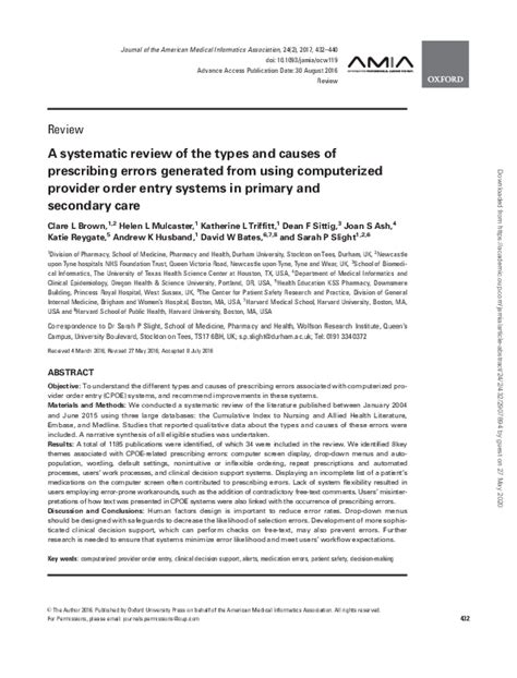 Pdf A Systematic Review Of The Types And Causes Of Prescribing Errors