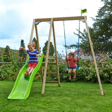Tp Forest Multiplay Single Wooden Swing And Slide Set Fsc® Certifi Tp