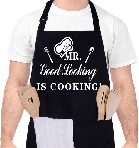 Xialvyu Funny Aprons For Men Mr Good Looking Is Cooking Professional