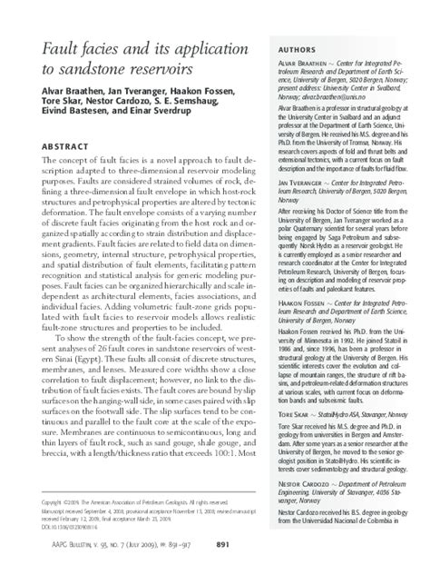 Pdf Fault Facies And Its Application To Sandstone Reservoirs