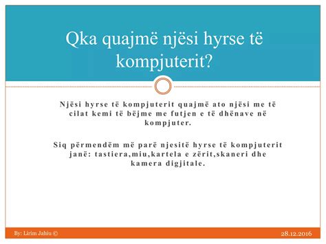 Njesite Hyrse Dhe Dalese Te Kompjuterit © Pptx