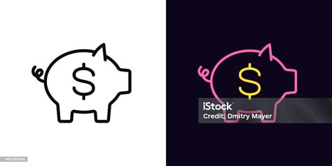 윤곽선 돈 상자 아이콘 편집 가능한 획이 있습니다 달러 기호가있는 돼지 저금통 머니 박스 픽토그램 돼지 저금통 투자 및 돈 경제에 대한 스톡 벡터 아트 및 기타 이미지