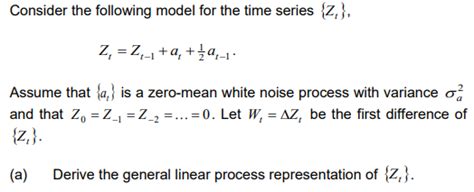 Consider The Following Model For The Time Series Chegg