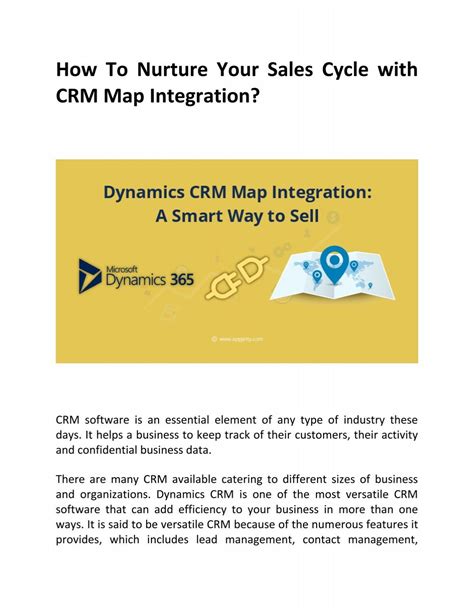 How To Nurture Your Sales Cycle With Crm Map Integration