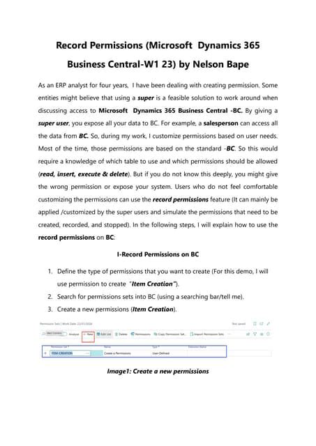 record permissions microsoft dynamics 365 business central w1 23 by