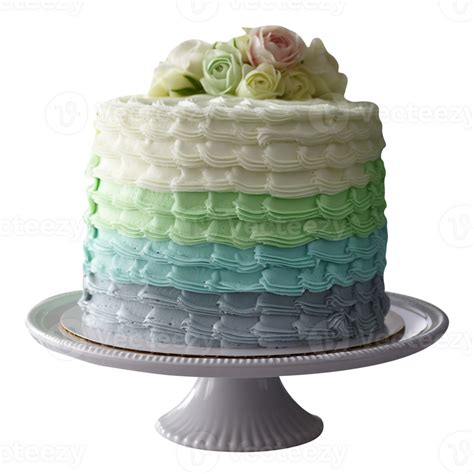 Delicious Ombre Decorated Cake Isolated On Transparent Background