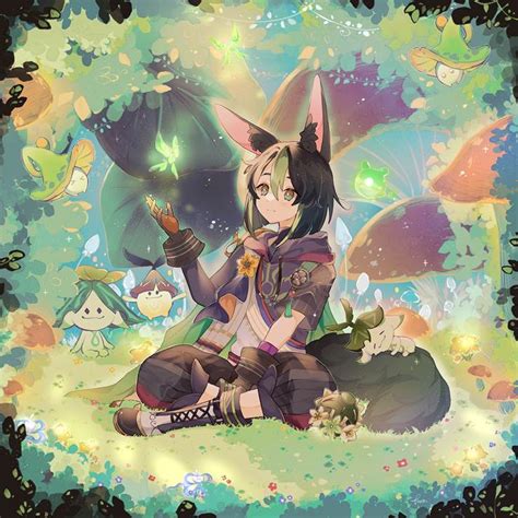 在树林里巡逻 ？插画师たまむら的原神提纳里插画图片 Bobopic