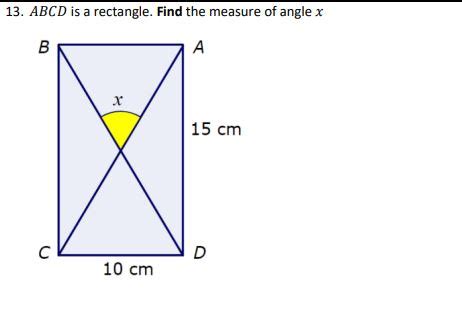 Solved ABCD Is A Rectangle Find The Measure Of Angle X Chegg Com
