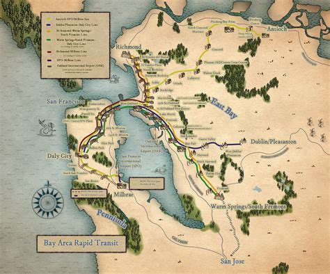 Bart System Map In Fantasy Style R Bayarea