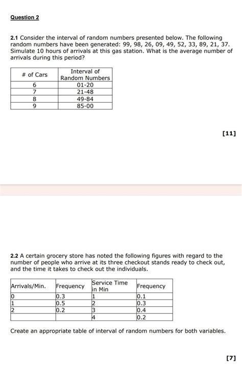 Solved 21 Consider The Interval Of Random Numbers Presented