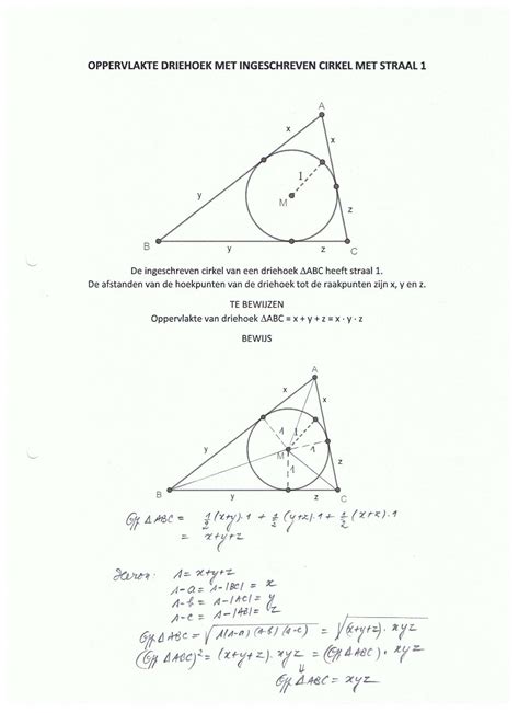 Opgave 1 Oppervlakte Driehoek Met Ingeschreven Cirkel Met Straal 1 Euclidea 1