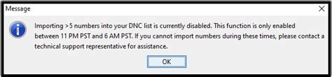 vcc adding importing exporting dnc numbers list