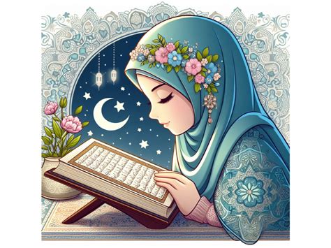 Muslim Girl Reading Quran Graphic By Ai Illustration And Graphics