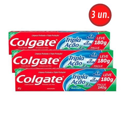 kit 3 unidades Creme Dental Colgate Tripla Ação Menta Original