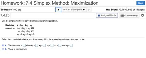 solved save homework 7 4 simplex method maximization 11 of