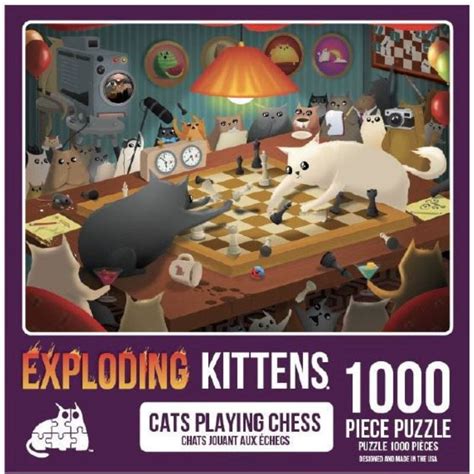 Exploding Kittens Puzzle Cats Playing Chess 1000pc Gumnut