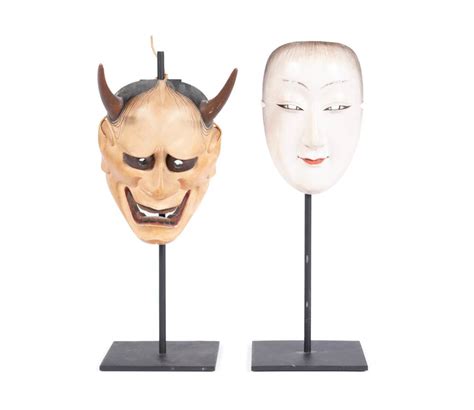 Lot TWO NOH THEATRE MASKS