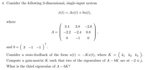 4 Consider The Following 3 Dimensional Single Input