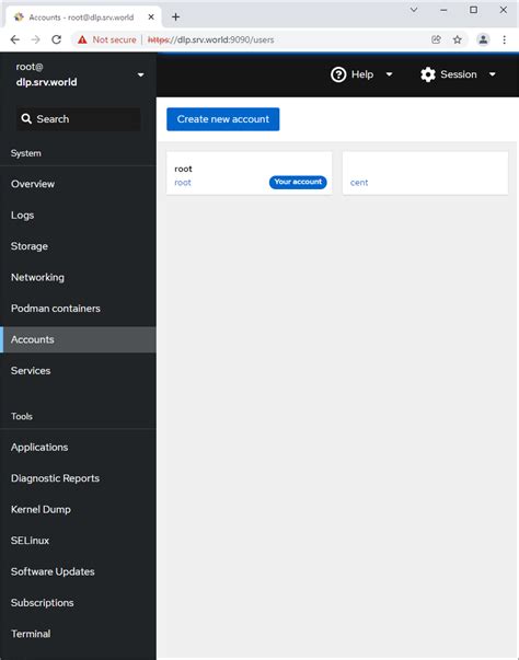 Centos Stream 9 Initial Settings Use Web Admin Console Server World