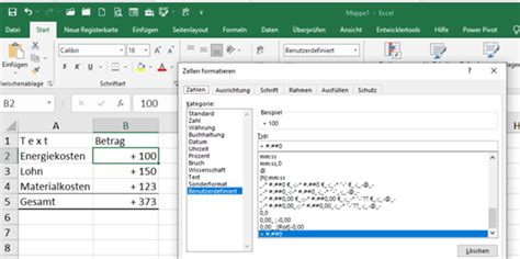 Wie Muss Ich In Excel Eine Zelle Formatieren Dass Ich Z B Vor Materialkosten Ein Zeichen
