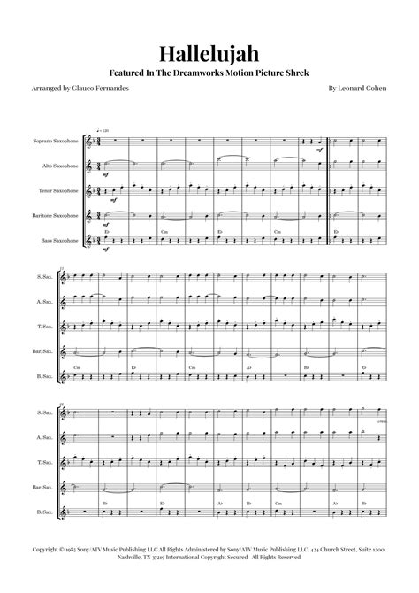 Hallelujah Arr Glauco Fernandes Sheet Music Andrea Bocelli Woodwind Ensemble