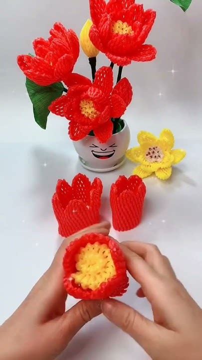 How To Make A Flower From Foam Net Craft Crafts Fyp Youtube
