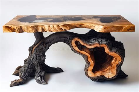 Table Made From Tree Trunk Generative Ai Stock Image Image Of Table