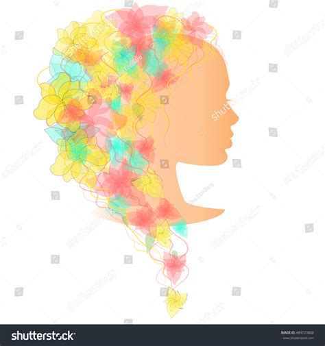Beautiful Woman Flowers Her Hair Vector Stock Vector Royalty Free