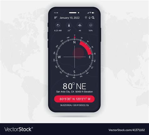 Compass App Ui Ux Gui Concept Map Gps Royalty Free Vector
