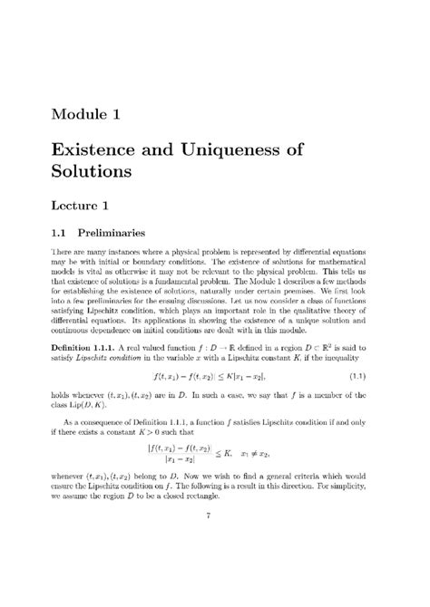 Module 1 Existence And Uniqueness Of Solutions Differential Equations Integral Equation