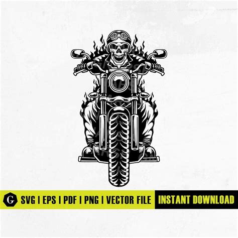 Biker Skull Svg Motorbiker Skull Svg Biker Clipart Sku Inspire Uplift