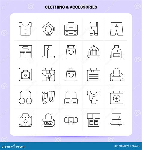 Outline 25 Clothing And Accessories Icon Set Vector Line Style Design Black Icons Set Linear