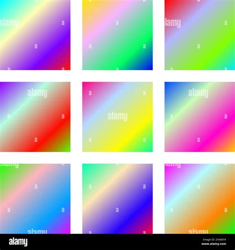 3x3 Grid Of Colorful Gradient Tiles Vector Illustration Stock Vector