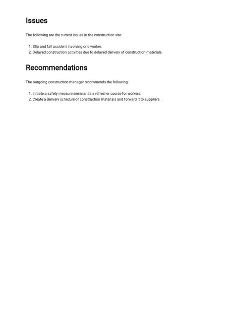 Sample Handover Report Template Free PDF Google Docs Word