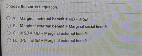 Solved Choose The Correct Equation O A Marginal External