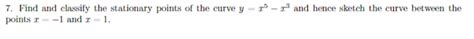 Solved Find And Classify The Stationary Points Of The Curve Chegg