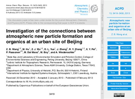 Pdf Investigation Of The Connections Between Atmospheric New Particle