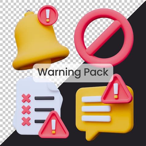 premium psd warning 3d icon isolated pack