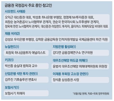 국감 심판대 오른 사모펀드증인 17명중 8명이 라임·옵티머스 오늘의 매경