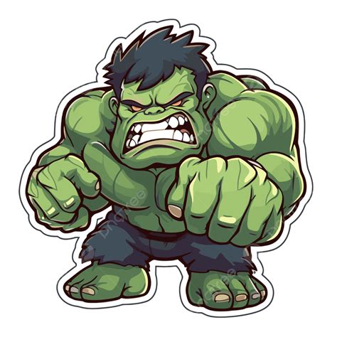 An Hulk Comics Character Sticker With His Fists Out Vector Clipart