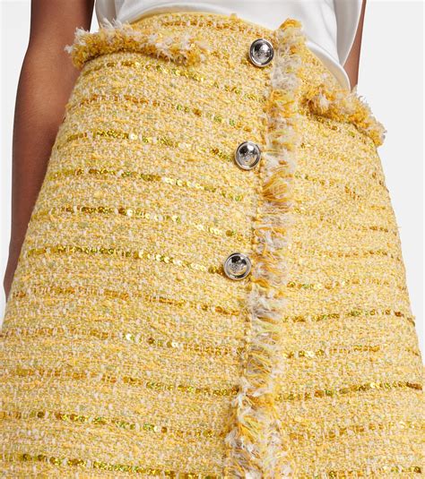 Mini Jupe En Bouclé En Jaune Giambattista Valli Mytheresa
