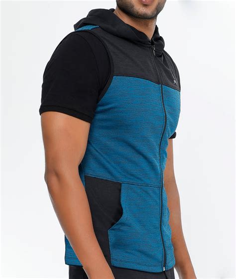 Blue Sleeveless Hoodie Yogue Activewear