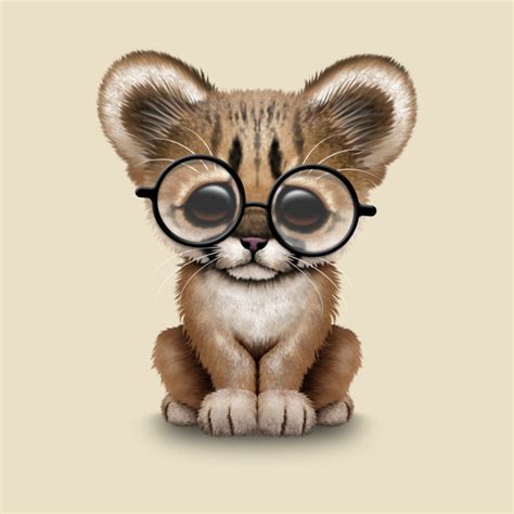 Cute Cougar Cub Wearing Reading Glasses Cougar Mug Teepublic