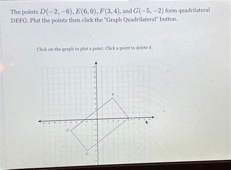 solved the points d −2 −6 e 6 0 f 3 4 and g −5 −2 form