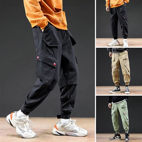 Calça De Corrida Masculina Estilo Hip Hop Calça De Harém Preta De