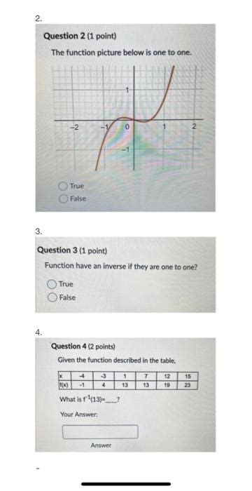 solved the function picture below is one to one true false